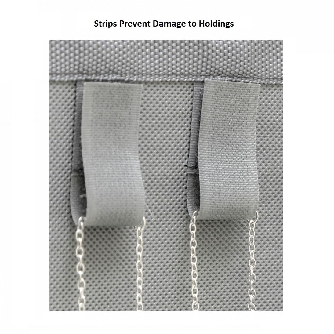 ANZORG Dual-sided Hanging Jewelry Organizer with 34 Hook Loops Wall Mounted Necklace Holder Jewelry Display Storage Hanger for Bracelet Chain (GREY)