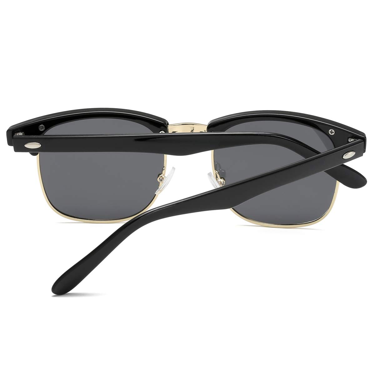 aisswzber Retro Semi Rimless Sunglasses Half Frame UV400 Glasses 3016s-blacknew