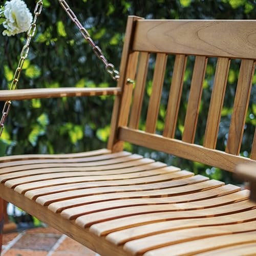 Cambridge Casual Teak Wood Porch Swing, Teak Frame, Bentley