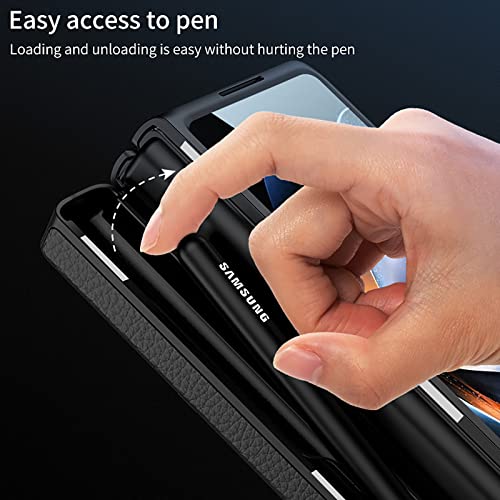 BRAND SET π π
π¨π₯π π πππ¬π, Plain Leather Material Galaxy Z Fold 4 Case with S Pen Holder and Kickstand, All-Inclusive Hinged Phone Case&Cover Suitable for Samsung Galaxy Fold 4 Series(txw)