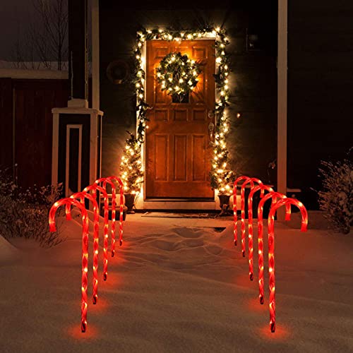 Christmas Candy Cane Lights,LED Christmas Candy Cane Lights, Fairy Landscape Lighting Outdoor Garden Pathway Yard Lawn, Lamp Home New Year Xmas Decoration 10pcs