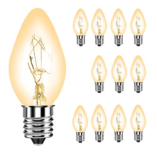 7 Watt C7 Light Bulb for Plug-in Salt lamp Night Light, Electric Window, Dryer Drum Christmas Village Replacement Light Bulb E12 Candelabra Base 120 Volt Pack of 12…