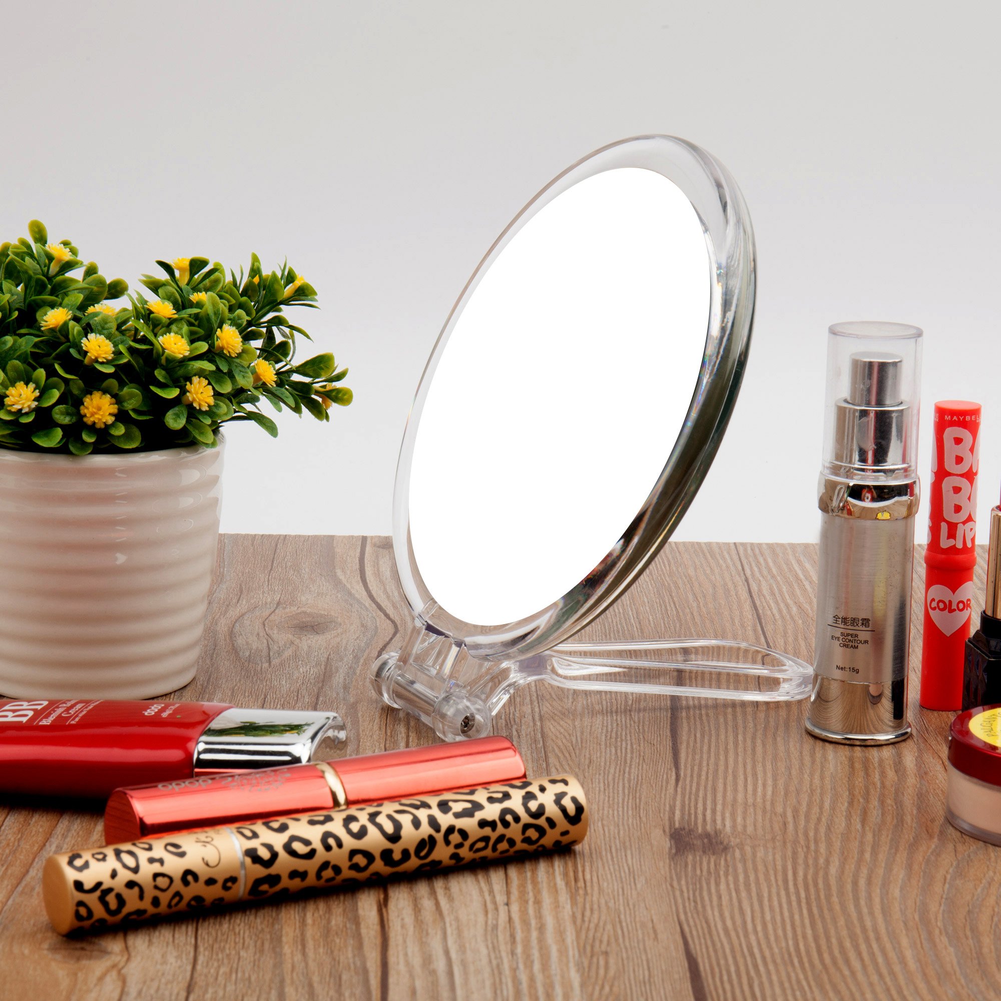 Miss Sweet Folding Hand Held Mirror with 10x Magnification & True Image, 6.1inch Travel Mirror (10X)