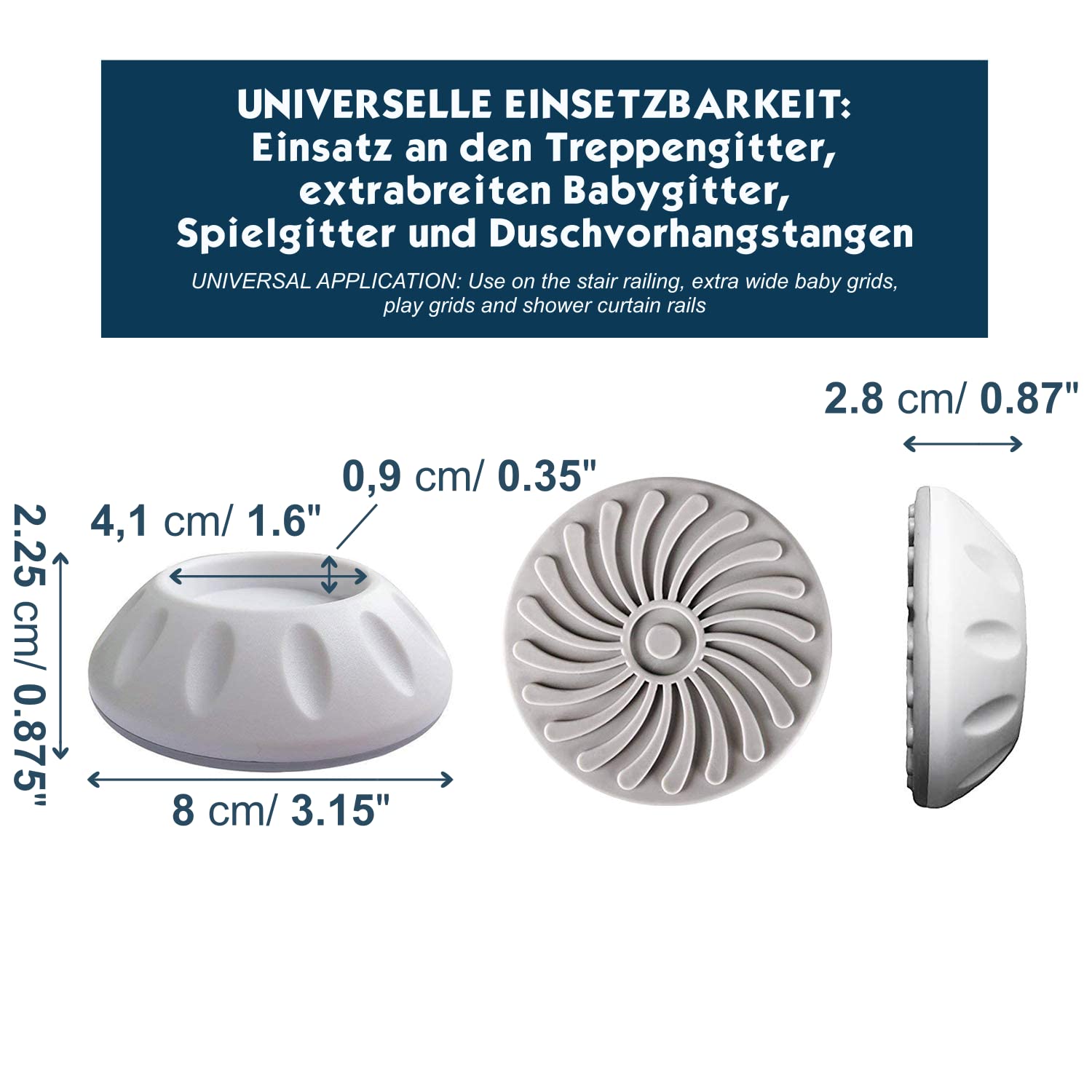 Wall Cups for Baby Gates Hoffenbach | 4 Pack | Works with All Walk-Through Pressure Mounted Child & Dog Safety Gates | Pads Protect Doorway, Door Frame, Stairs | No Drill | German Quality