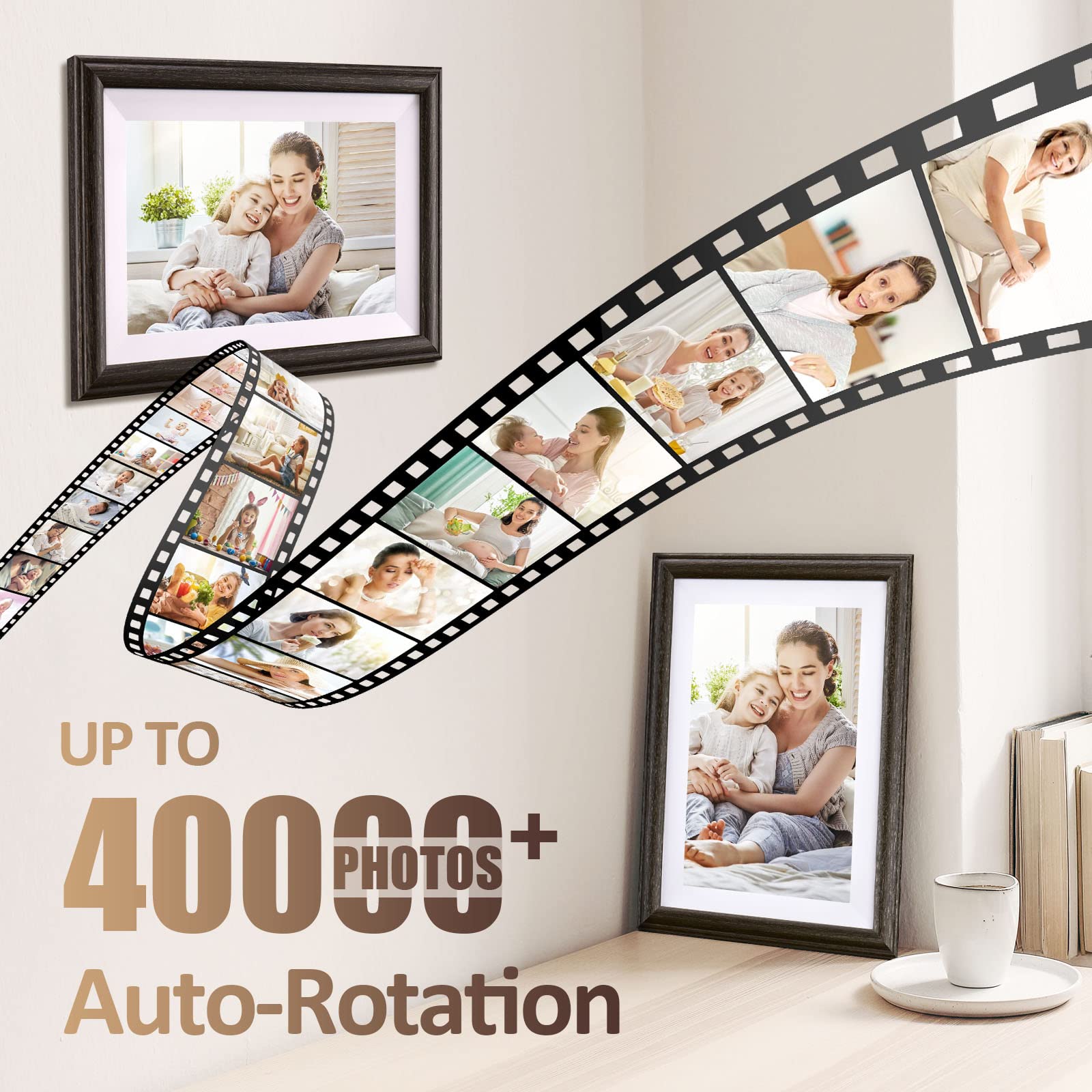 WiFi Digital Picture Frame, Pastigio 10.1" HD Wooden Digital Photo Frame with Delicate LCD Display, 16GB Storage, Auto-Rotate, Instant Share Photos and Videos via App, Email, Cloud from Anywhere