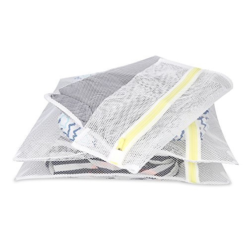 Laundry Bags, SASUM 3 Pack (3 Large) Mesh Thick Polyester Wash Bags Premium Durable White for Jeans, Lingerie,Socks, Bra,Sweaters, Coats in Washing Machine and Drier