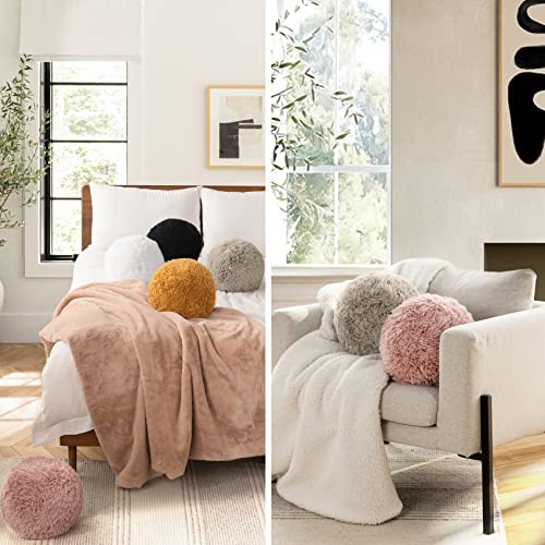 Ashler Plush Ball Throw Pillow and Cushion for Sofa, Cute Style Round Pillow with Handle, Super Soft Spherical Pillow for Bedroom, Circle Orb Shaped Decorative 10 x 10 Inches Dark Grey