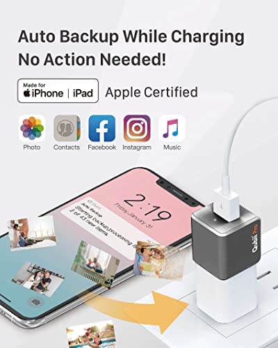 MAKTAR Qubii Pro USB-A Flash Drive, Auto Backup While Charging, MFi Certified Compatible with iPhone/iPad, Memory Stick iPad External Photo Storage for MacBook/Laptops/PC Photo Stick