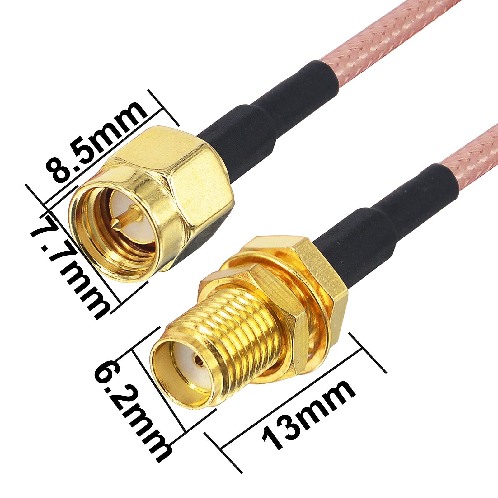 YOTENKO SMA Antenna Extension Cable SMA Male to SMA Female Bulkhead Mount RF Connector RG316 Cable 2M 6.5Ft for Handheld Ham Radio 4G LTE Router Gateway Cellular SDR USB Dongle Receiver