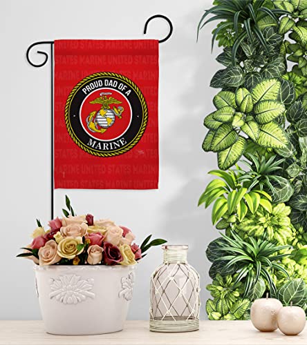 Breeze Decor Proud Dad Garden Flag Set Wall Holder Armed Forces Marine Corps USMC Semper Fi United State American Military Veteran Retire Official House Yard Gift Double-Sided, Made in USA