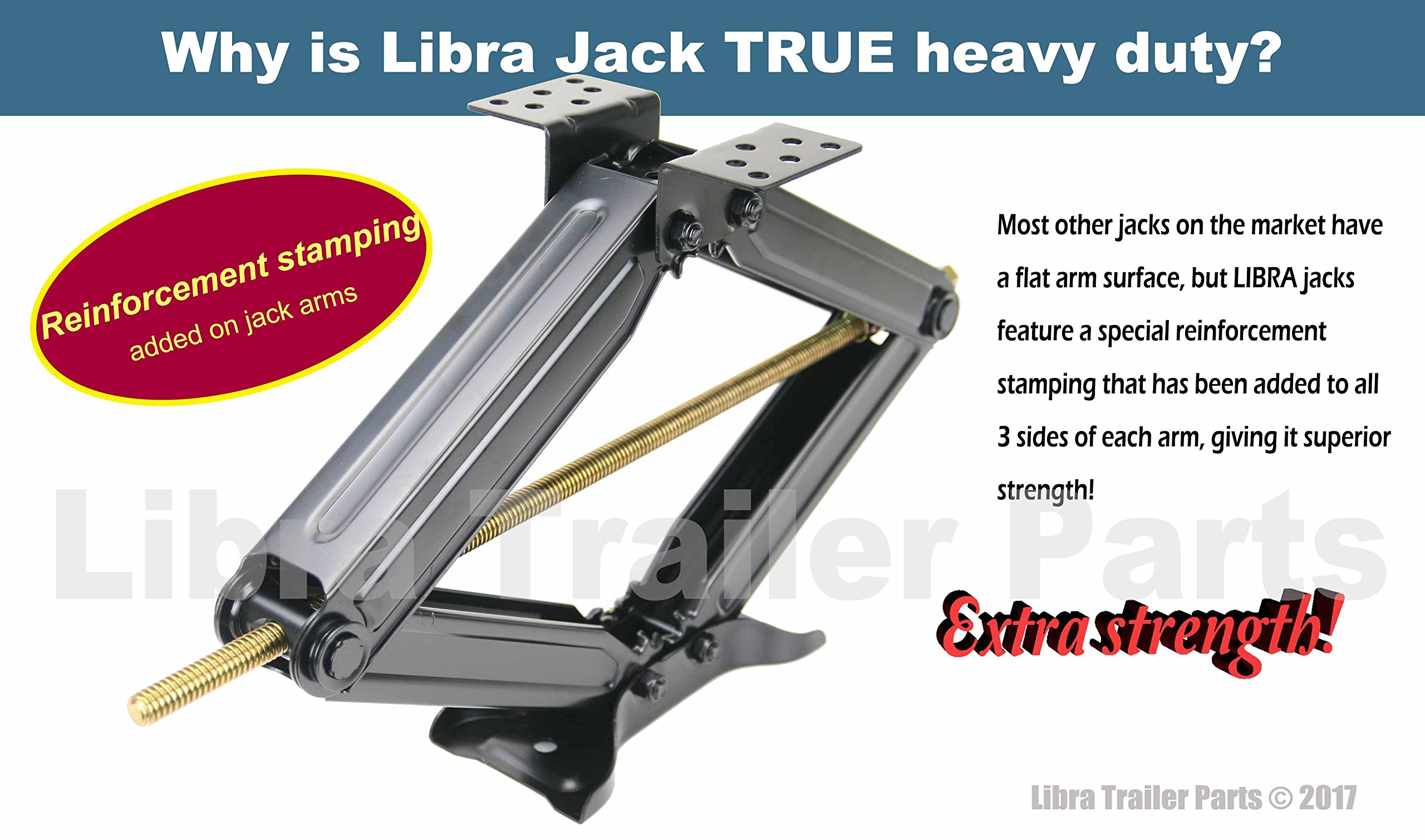 LIBRA Set of 4 5000lbs 20" RV Trailer Stabilizer Leveling Scissor Jacks w/Handle & Power Drill Socket & Mounting Hardware 26036
