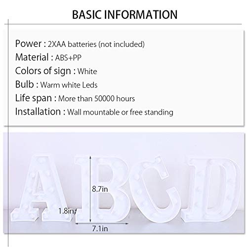 Creation Core 8.7" Tall Large LED Baby Word Marquee Signs Battery Operated Warm White Light Up Letters for Home Bedroom Nursery Room Table Wall Decor, Baby