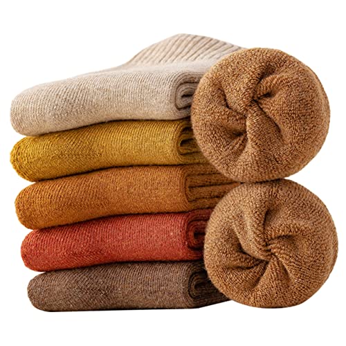 6 Pairs Stockings Thermal Crew Cozy Thickened Wool & Boot Soft Warm Comfort Women Tube Striped Medium Elastic Thick Breathable Causul Hiking Comfortable Men Winter