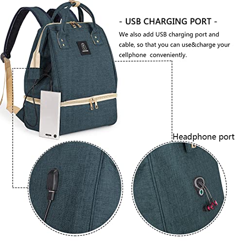 Breast Pump Backpack - Cooler and Moistureproof Bag Double Layer for Mother Outdoor Working Backpack with USB Charging Port, Large (Blue)