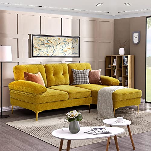 ASHOMELI Sectional Sofa Couch with Chaise,Modern Linen Fabric L-Shaped Couch 3-Seat Sofa Sectional,Suitable for Living Room, Apartment, Small Space