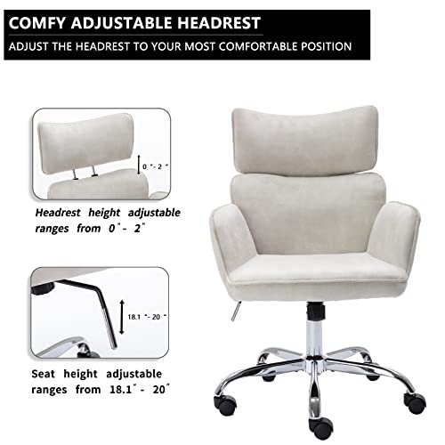 BFZ Ergonomic Office Chair, Home Office Desk Chairs with Adjustable Headrest, Mid Back Velvet Computer Chair, Height Adjustable Rolling Swivel Executive Task Chair, Tilt Function