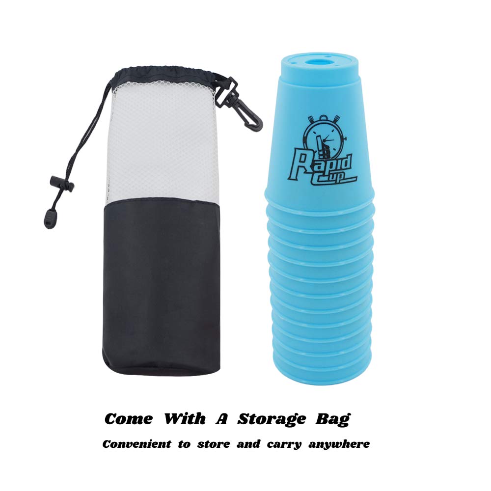 Erlsig 12 Pack Stacking Cups, M Size Quick Stack Cups Set Speed Training Game for Travel Party Challenge Competition, Blue