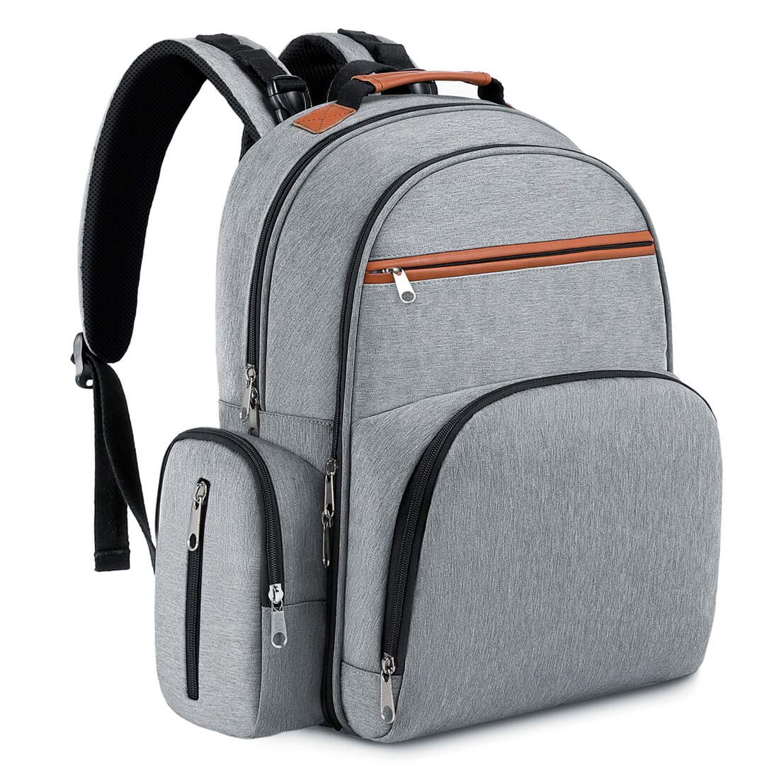 Abonnyc Diaper Bag Backpack Waterproof Diaper Backpack Nappy Tote Bags Large Capacity Fit Stroller,Unisex and Stylish,Gray