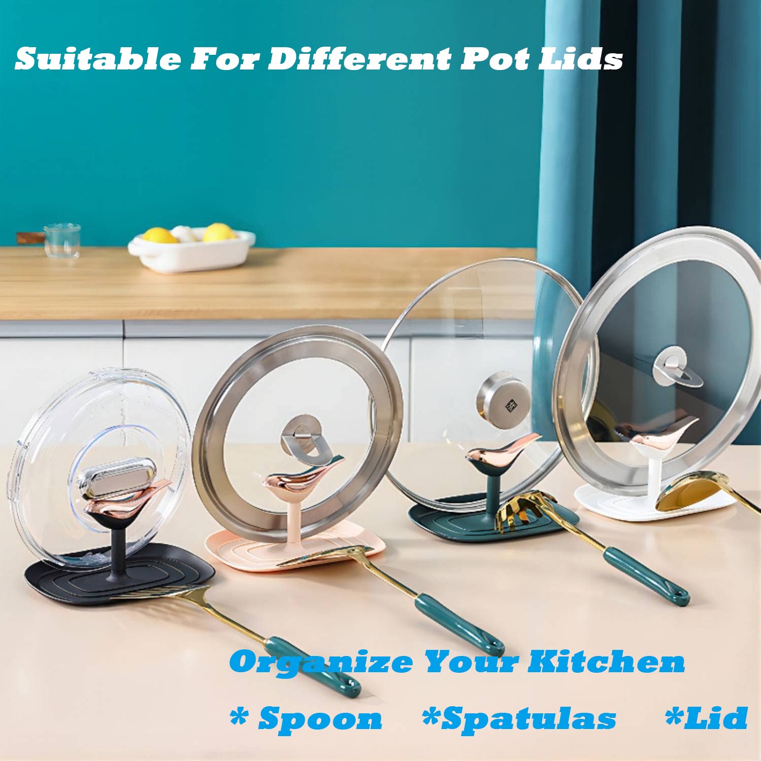 Spoon Rest for Kitchen Counter, Bird-shaped Utensil Rest for Stove Top, Pot Lid Holder Cooking Ladle Spatula and Grill Collapsible Utensil Organizer (White)