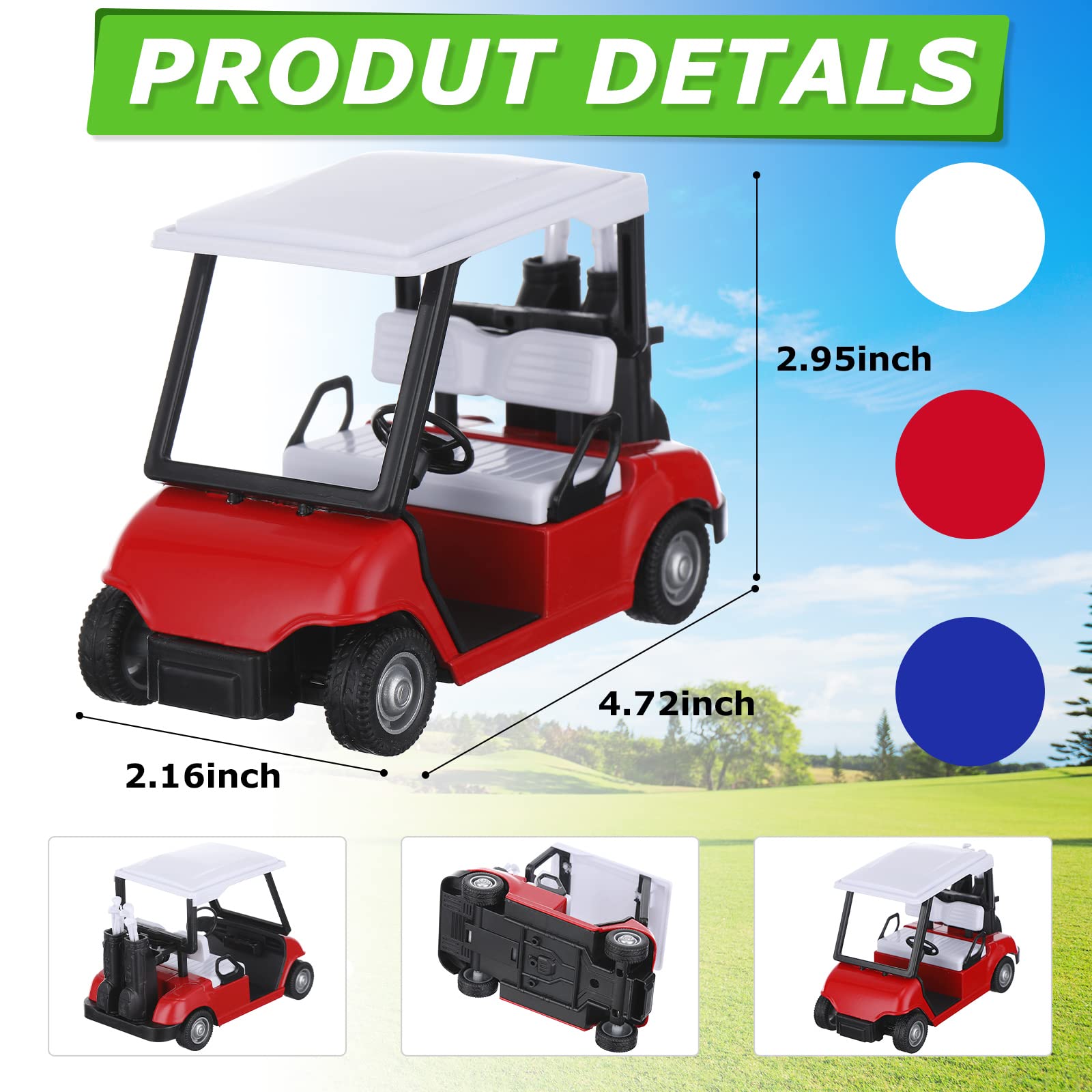 6 Pcs 4.72 Inch Mini Golf Cart Miniature Diecast Golf Cart Decorations Golf Birthday Decorations Metal Pull Back Die Cast Action Toy Golf Cart for Table Golf Decor Golf Party Decorations 1: 20
