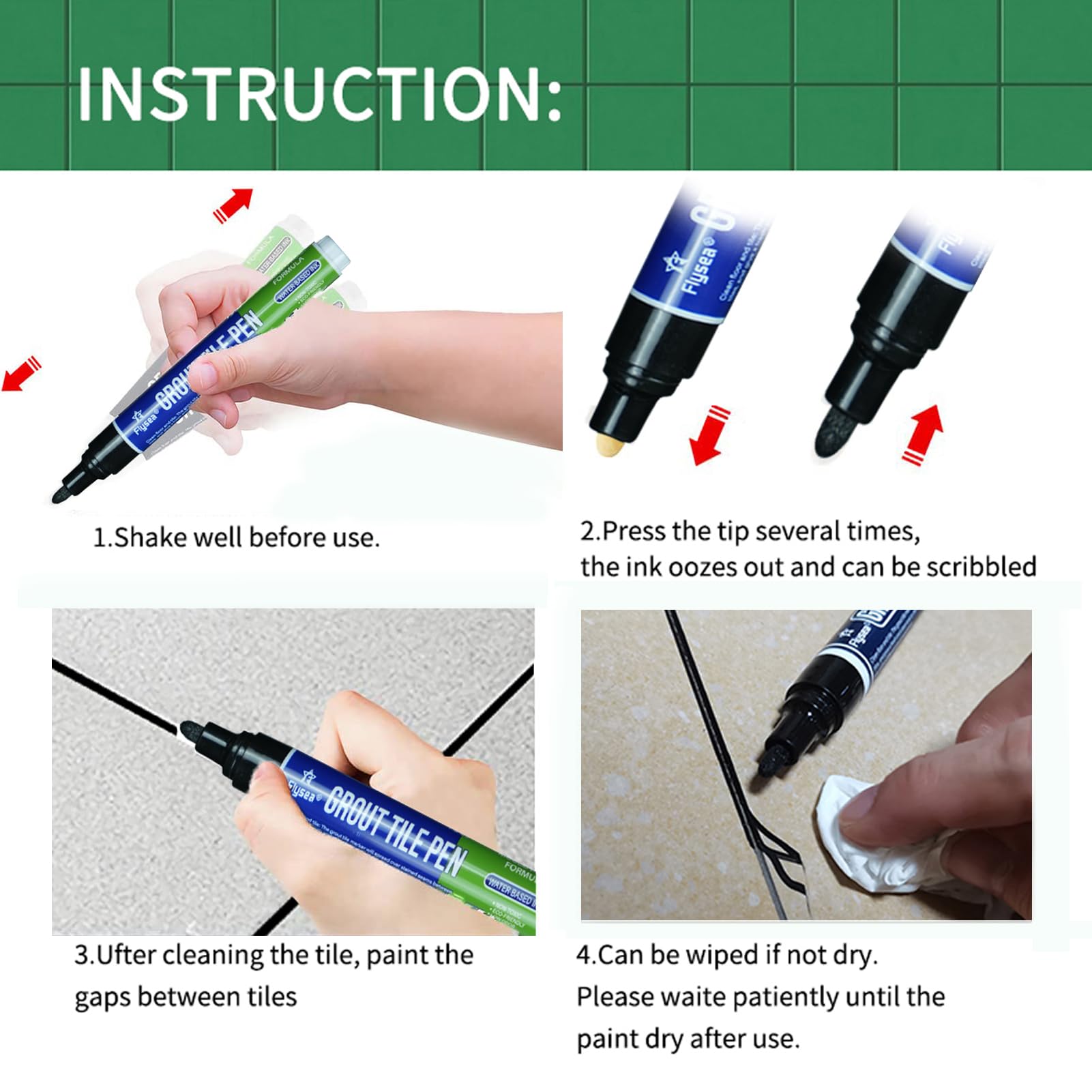 5 Pieces Tile Grout Pen Repair Marker to Restore Tile Grout Wall Floor Bathrooms and Kitchen