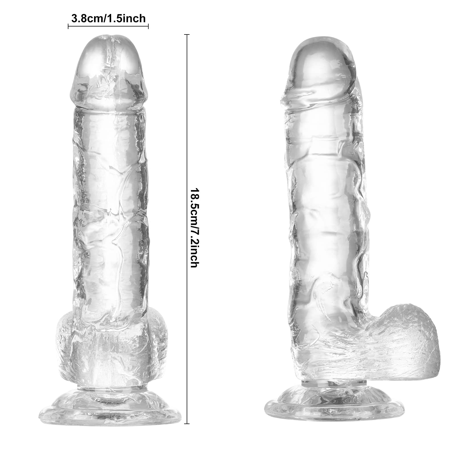 7.2 inch Realistic Dildo with Strong Suction Cup, Jelly Dildo,with Body-Safe Material for Beginner, Women,Men and Gay