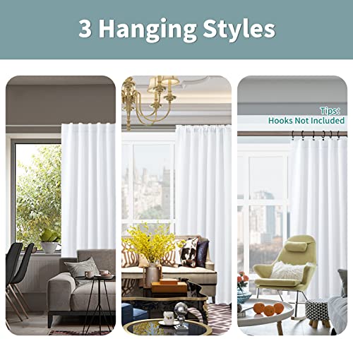 BGment White 100% Blackout Curtains for Bedroom, Double Layer Room Darkening Curtains Thermal Insulated Noise Reduced with White Liner, Rod Pocket and Back Tab Bedroom Curtains, 42 x 63 Inch, 2 Panels