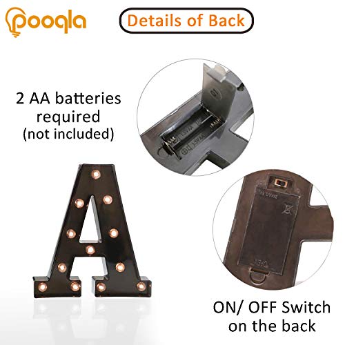 Light Up LED Letter Marquee Sign - Alphabet Marquee Letters with Lights For Wedding Birthday Party Christmas Night Light Lamp Home Bar Decoration A, Black