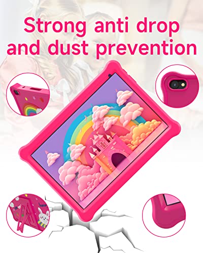 COOPERS Kids Tablet 10 inch, Android Tablets for Kids 32GB ROM 512GB Expand, Parental Control Toddler Tablet, GMS Certified, Kids Software Pre-Installed, WiFi, Dual Camera,with Shockproof Case, Red