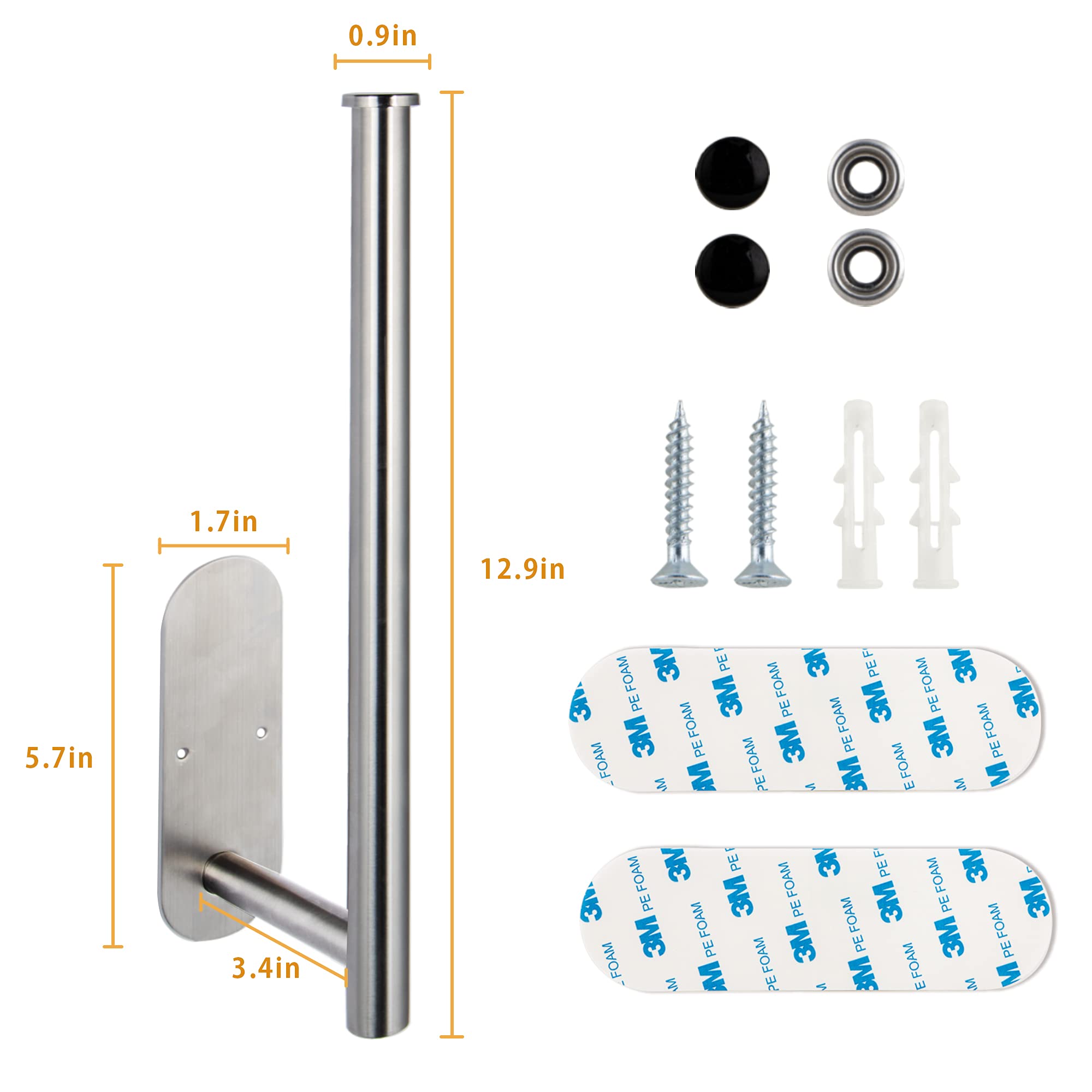 Aisto Paper Towel Holder Wall Mount Under Cabinet Adhesive Paper Towel Holder or Wall Drilling for Home Kitchen - SUS304 Stainless Steel