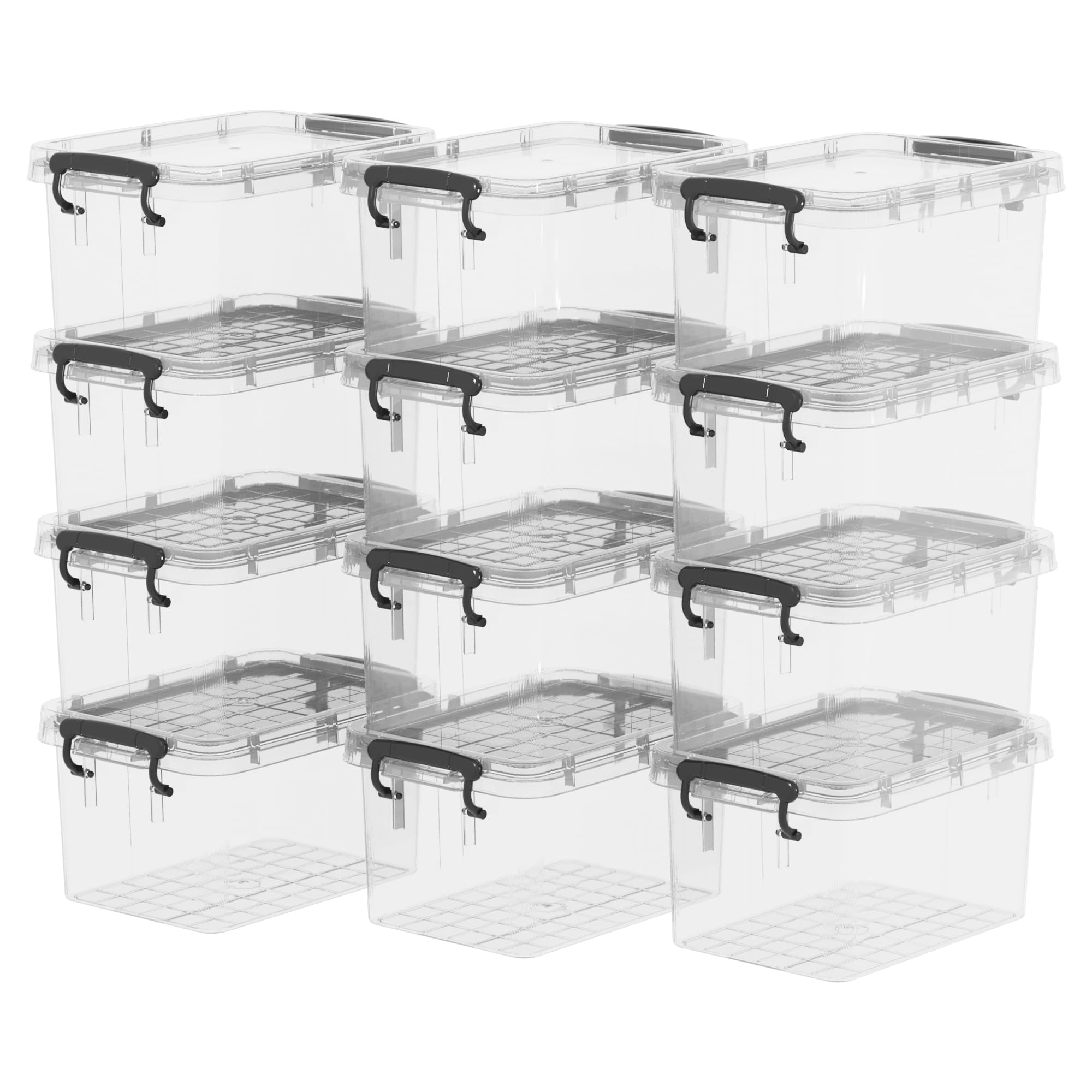 Cetomo 3.2Qt*20 Plastic Storage Bins, Storage Box, 20 Pack, Organizing Container with Durable Lids, Secure Latching Buckles, Stackable and Nestable, No-Frills, Clear
