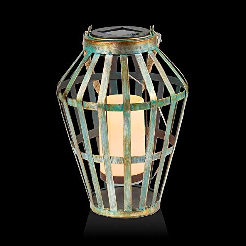 Alpine Corporation QLP1354SLR-HH-TM Alpine Metal Solar Lantern, Weathered Grey