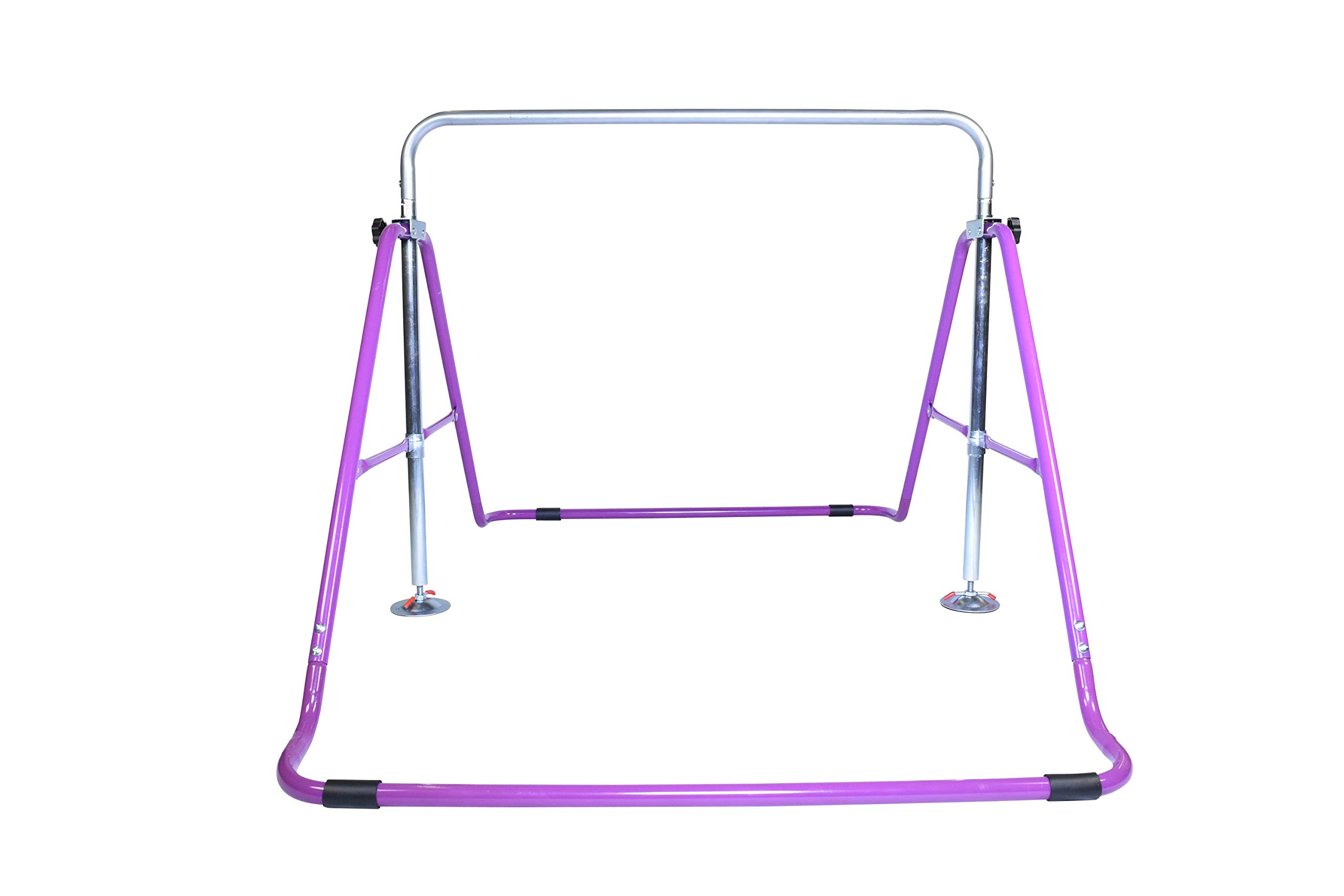 5 Star TD Gymnastics Bar Horizontal Kip Bar w 2x6 Tri Fold Mat Junior Training Adjustable Height Jungle Gym Children Training Monkey Bars Climbing Tower Playground Balance Bar Gymnasts (Purple)