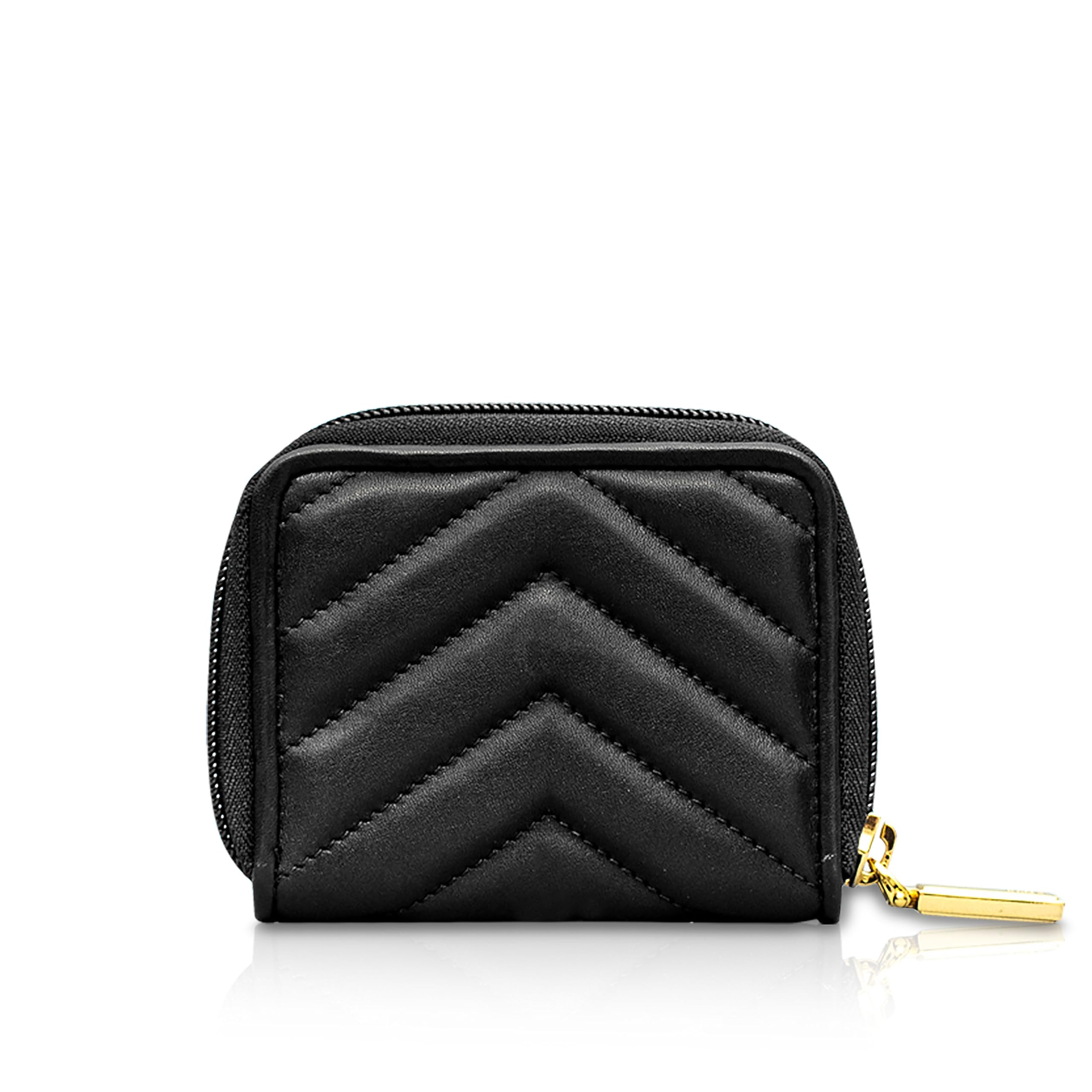 eské Medina - Tri-Fold Mini Wallet - Genuine Quilted Leather - RFID Blocking - Holds Cards, Coins and Bills - Compact Design - Pockets For Everyday Use - Travel Friendly - Water Resistant - For Women