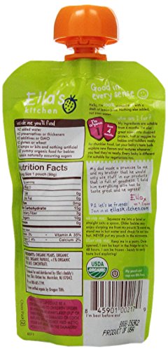 Ella's Kitchen Organic 4+ Months Baby Food, Pears, Mangoes and Papayas Fruit Puree, 3.5 oz. Pouch