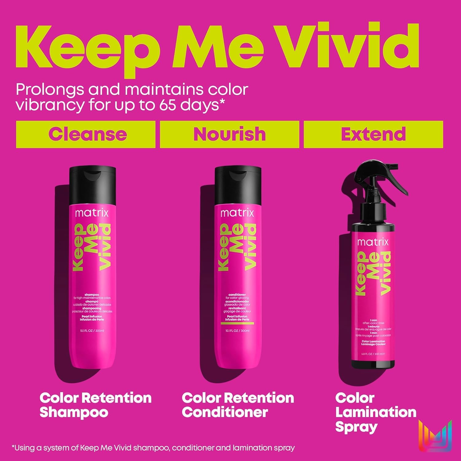 Matrix Keep Me Vivid Shampoo | Prolongs Color Vibrancy, Prevents Fading & Enhances Shine | Sulfate-Free | For Dry, Semi-Permanent and Color Treated Hair | Salon Professional Shampoo