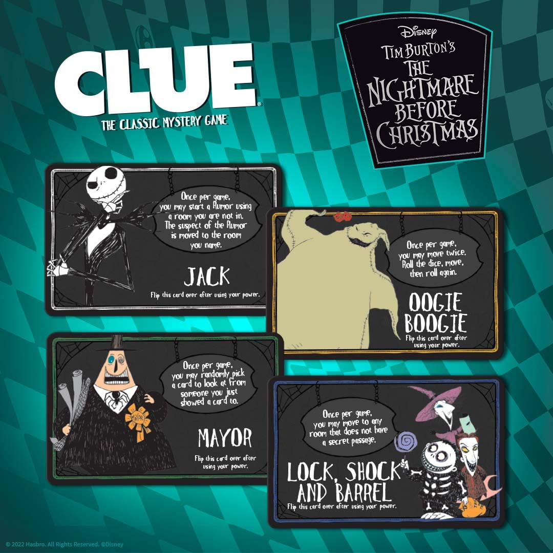 CLUE: Disney The Nightmare Before Christmas | Collectible Clue Game Based on Disney Classic Film | Officially-Licensed Game with Familiar Locations and Iconic Characters