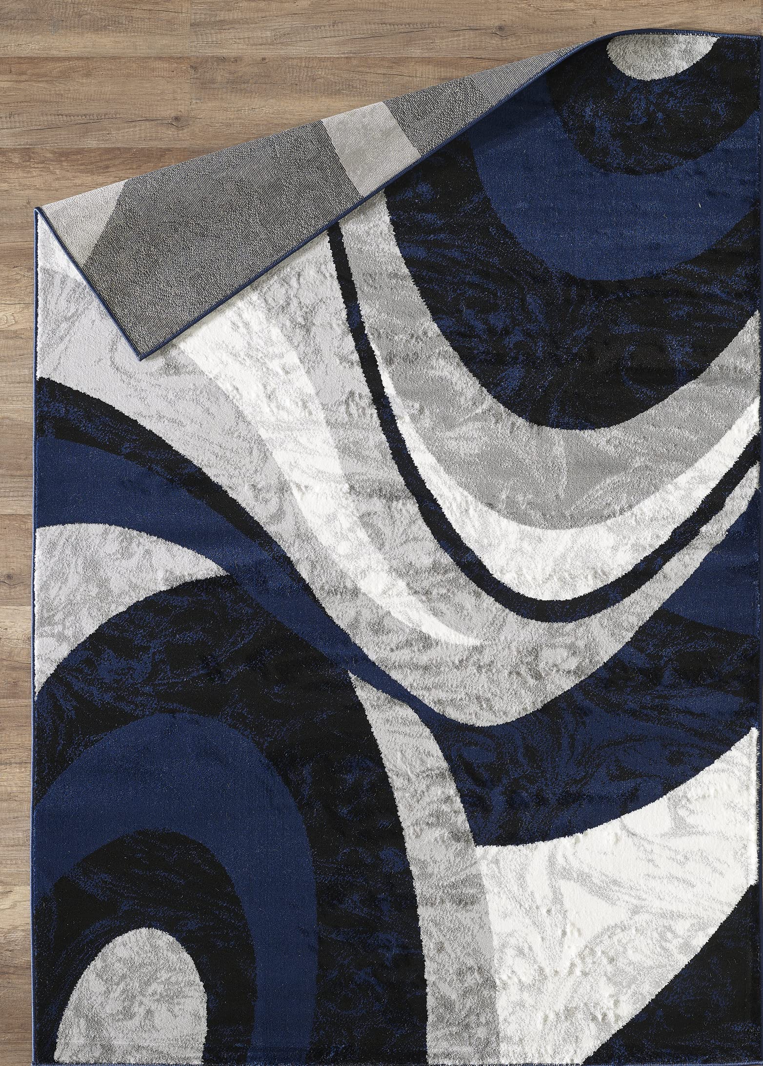Yafa Home Fashion Modern Contemporary Swirls Design Area Rug, Luxurious, Elegant, and Fashionable Area Rug (Navy, 2 ft X 3 ft)