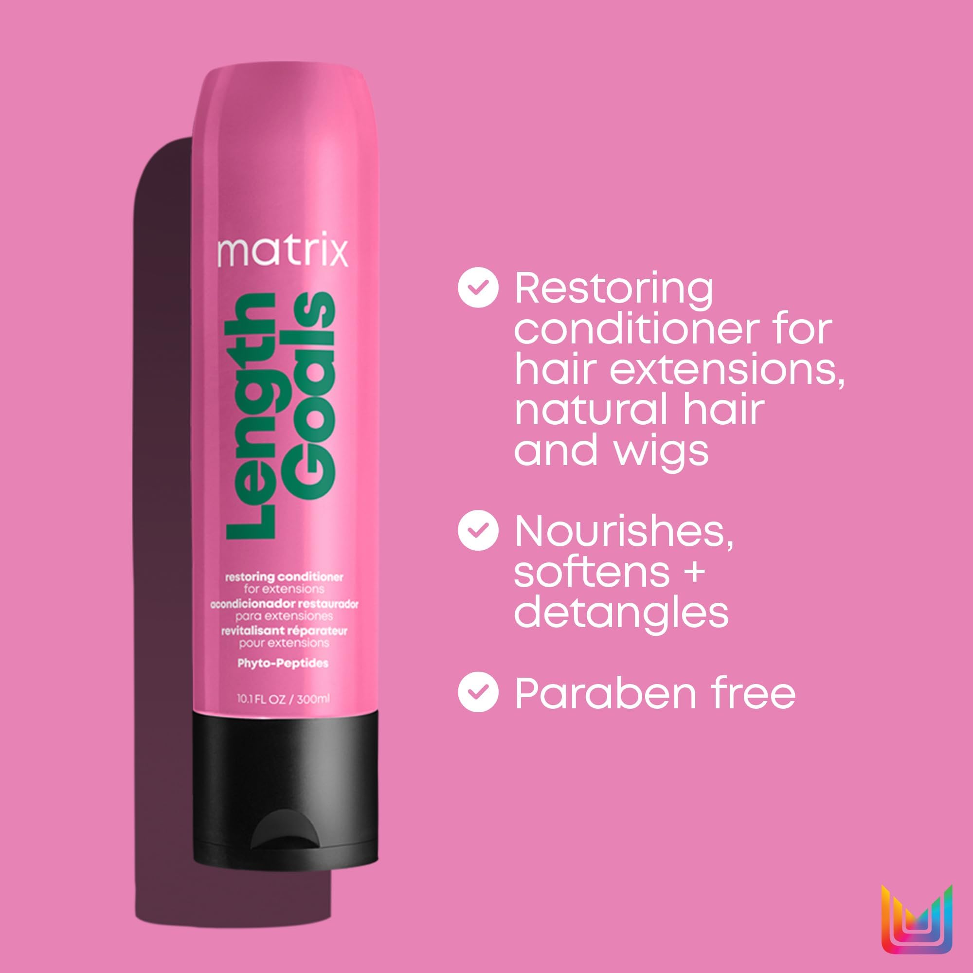 Matrix Length Goals Conditioner For Extensions & Wigs - Detangles, Softens & Nourishes Hair, Paraben Free, Salon Professional Conditioner, 10 Fl Oz