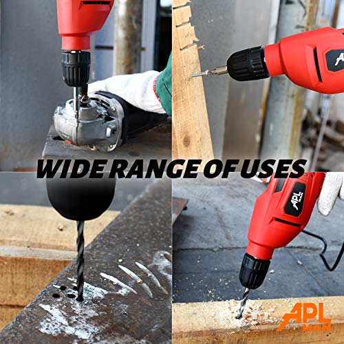 APLMAN Power Electric Drill,Variable Speed Drill with 6 Pcs Drill Bit and 6 Pcs Screwdriver,6 Foot Gord,Reversable Wired,Carrying Case & Accessories