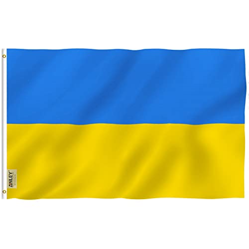 Anley Fly Breeze 3x5 Foot Ukraine Flag - Vivid Color and Fade proof - Canvas Header and Double Stitched - Ukrainian National Flags Polyester with Brass Grommets 3 X 5 Ft