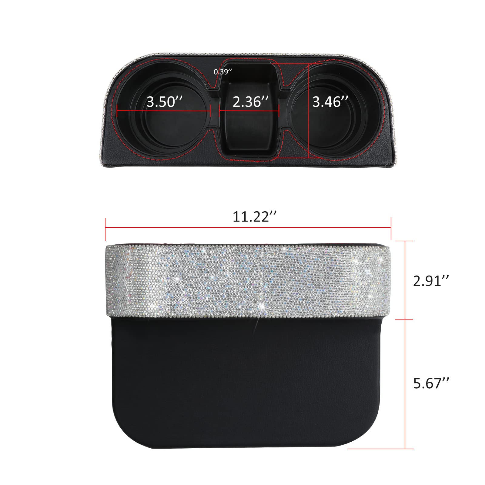 Drink Holder Console Side Pocket,Auto Front Seat Organizer Car Console and Seat Gap Cup/Mobile Phone Holder Storage Box,Large Capacity with 3 Cup Holders,1 - Pack