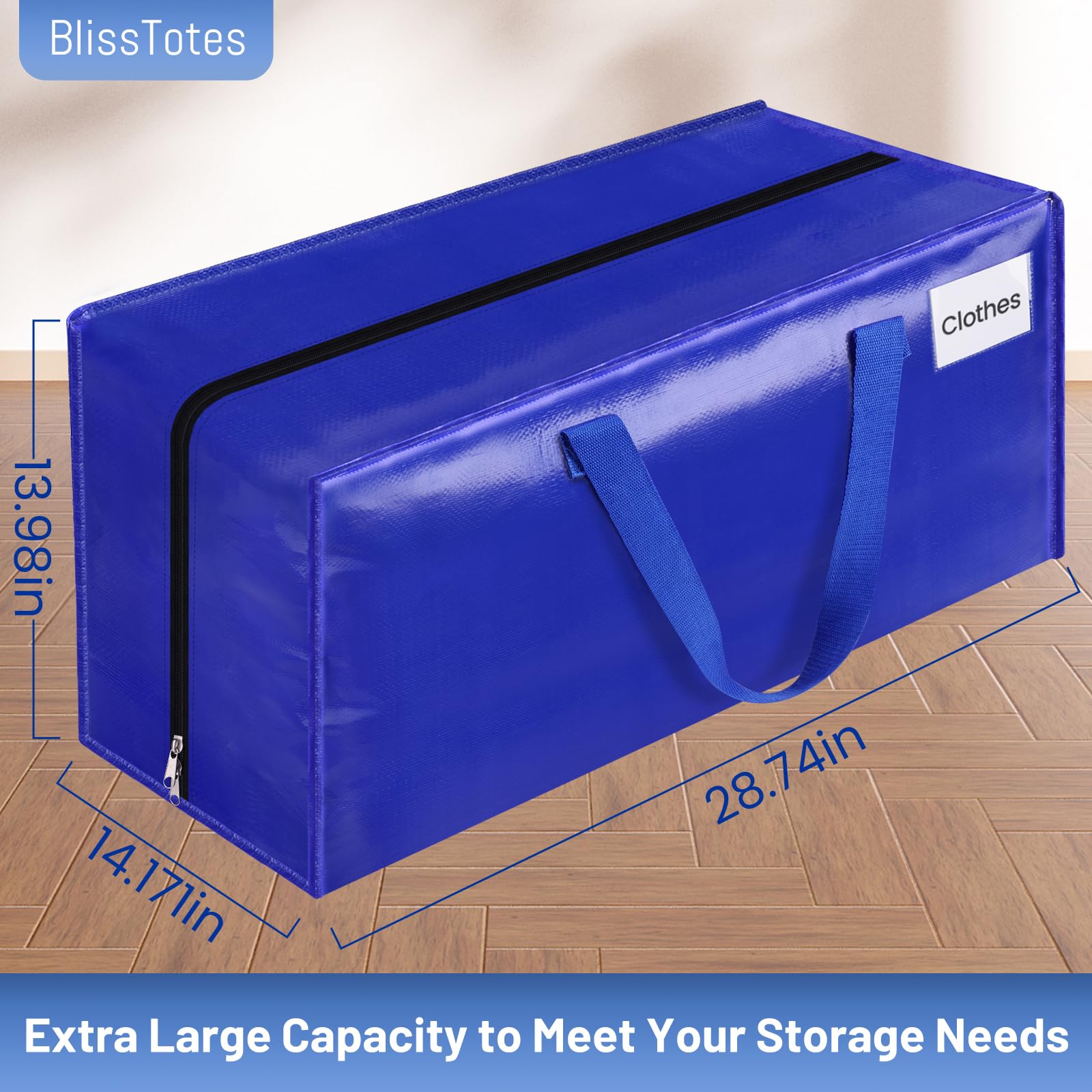 BlissTotes Moving Bags, Heavy Duty Moving Supplies & Storage Bags, Extra Large Packing Bags, Boxes with Tag Pockets, Collapsible Fold Flat Storage Totes, Alternative to Box and Bin, 93L, 6 Packs