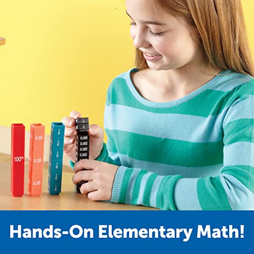 Learning Resources Fraction Tower Equivalency Cubes - 51 Pieces, Ages 6+ Math Learning Toys for Kids, Math Classroom and Homeschool Accessories, Fractions Learning for Kids,Back to School Supplies