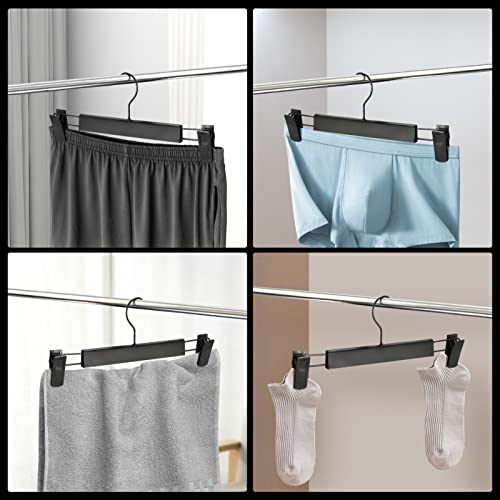 Guhmctt 10 Pack Pants Hangers with Adjustable Non-Slip Clips Anti-Rust Hanging Hook for Trouser,Skirts,Jeans,Clothes Hangers Black