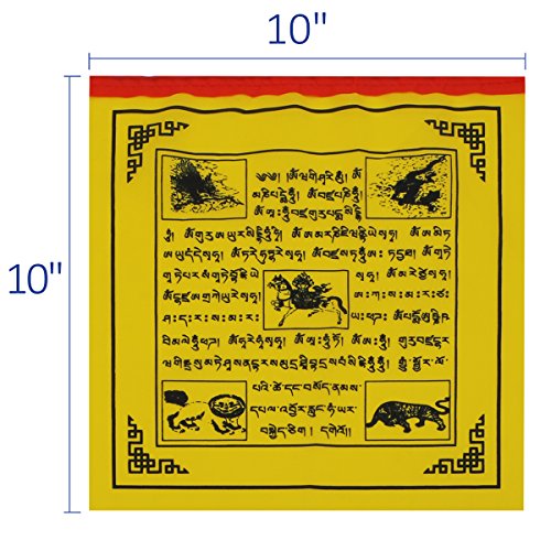 Anley Tibet Buddhist Prayer Flag β Traditional Five Elements - Horizontal Wind Horse Design (10β x 10β) - 25 flags & 23 feet