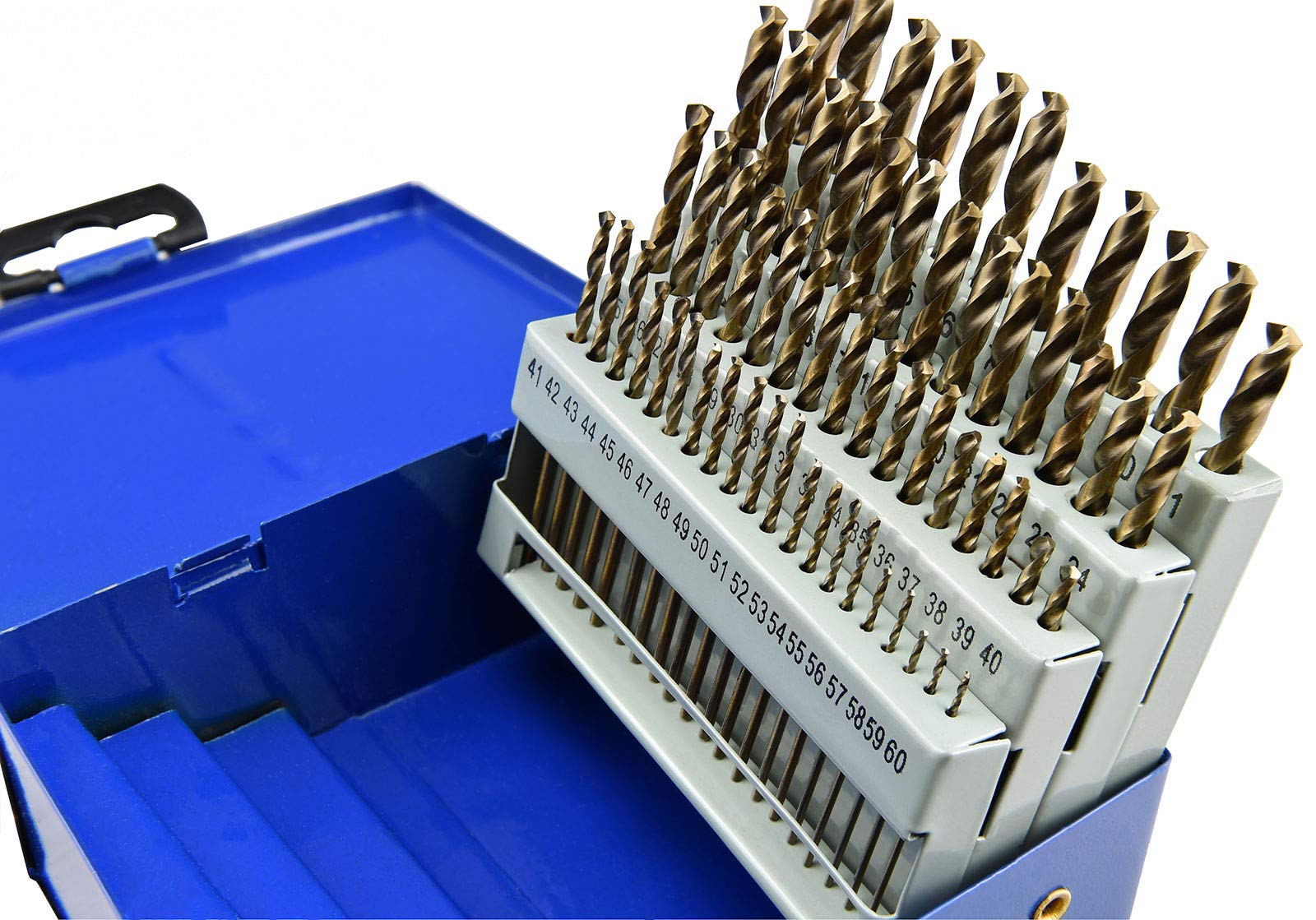 MaxTool 60 Pieces/60PCs Twist Drill Bit Set 60-Piece Drill Set Jobber Length High Speed Steel M2 Fully Ground Wire Gauge 1-60; JBS02G10R60
