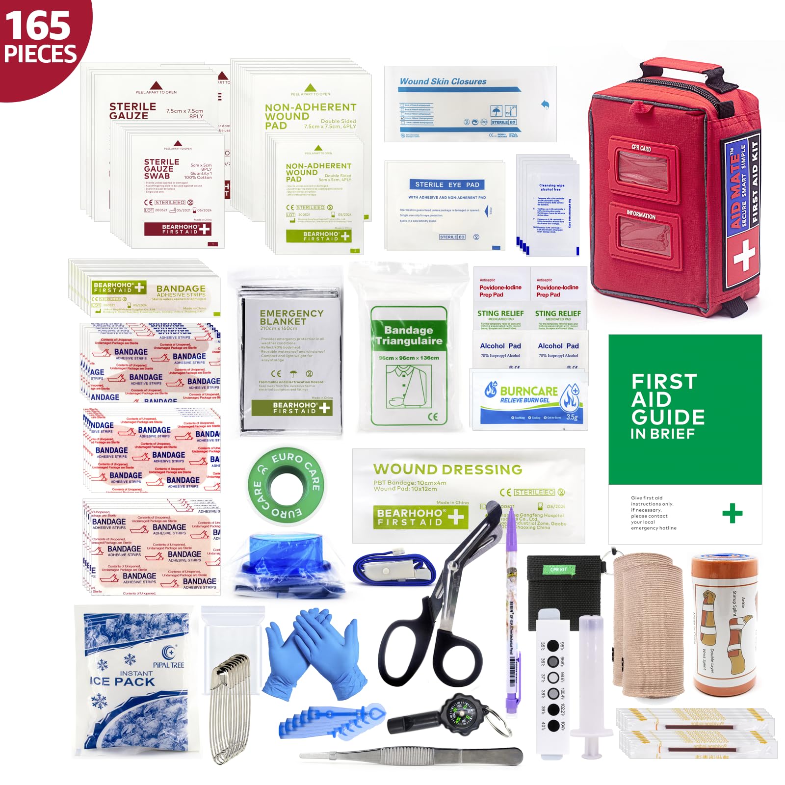AID MATE Pro First Aid Kit with Molle System Portable Emergency Survival Kits Trauma Medical Kit for Home, Office, Car, Outdoor, Hiking, Travel, Campingā¦