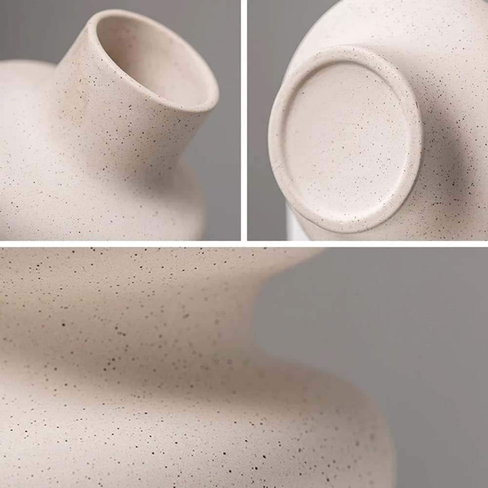 Camisin Ceramic Vase Beige Plant Pot Home Decor Flower Arrangement Garden Living Room Office Desktop Decoration Crafts