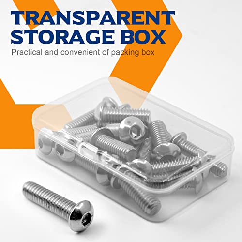 M8-1.25 x 40mm Button Head Socket Cap Screws, Stainless Steel 18-8, Allen Socket Drive, Full Thread, Machine Thread, Quantity 10